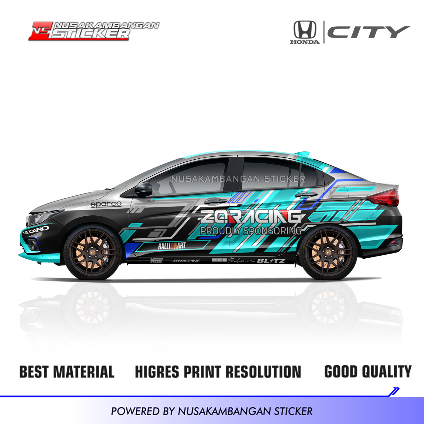 Stiker Mobil Honda City Black Tosca blue ZoRacing Modifikasi Stiker ...