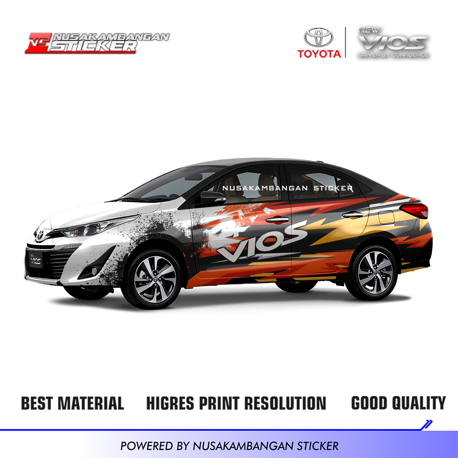 Stiker Mobil Toyota Vios Strip Graphic Red – Stiker Mobil Bekasi
