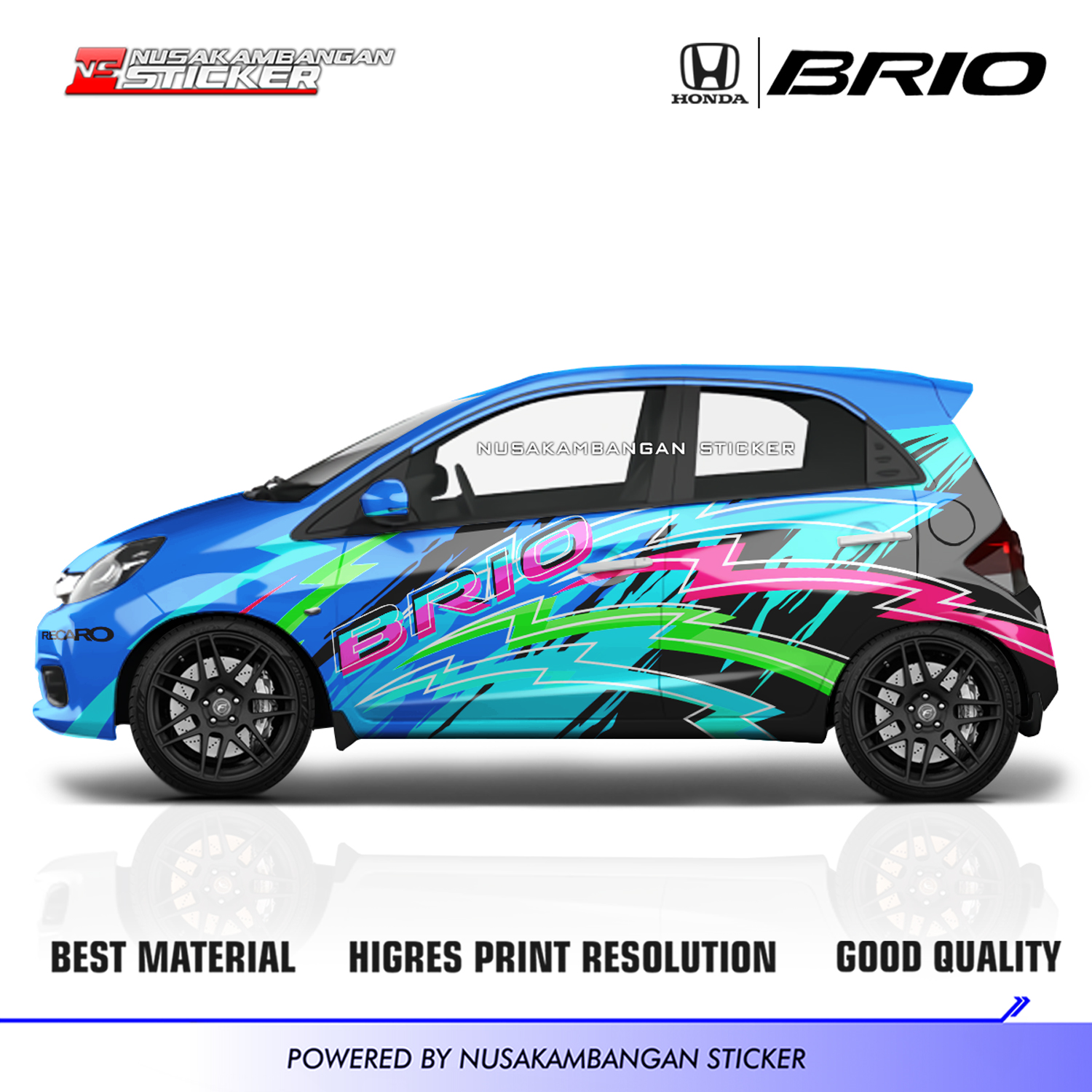 Modifikasi Decal Stiker Honda Brio Satya Hustle Graphic Biru – Stiker ...