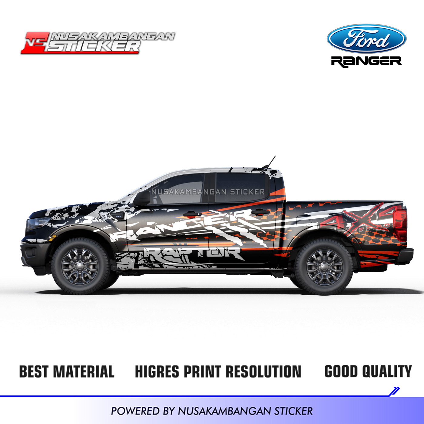 Stiker Mobil Ford Ranger Raptor Oren – Stiker Mobil Bekasi