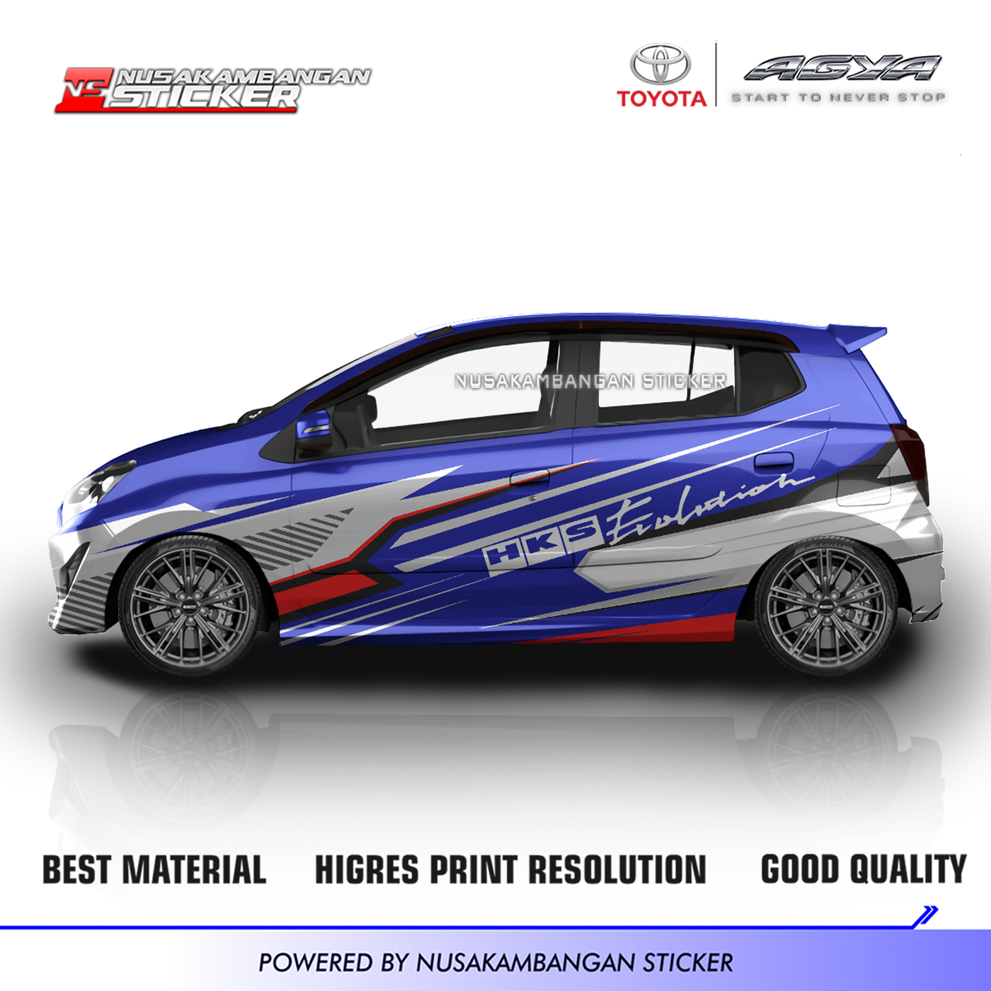 Sticker Mobil Toyota Agya HKS Biru – Stiker Mobil Bekasi