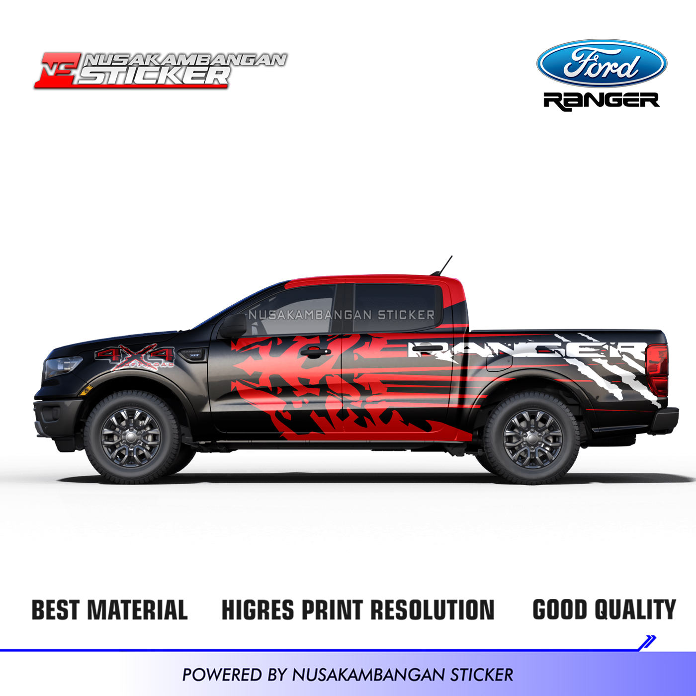 Stiker Mobil Ford Ranger Red Black Modifikasi – Stiker Mobil Bekasi