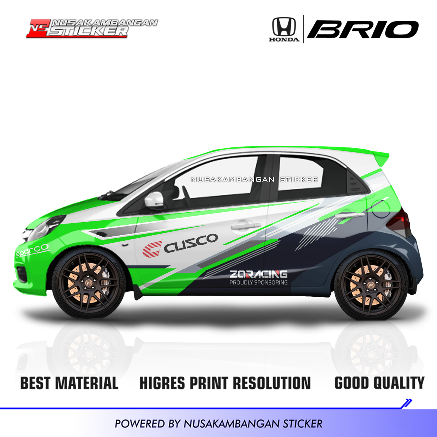 Stiker Mobil Honda Brio Satya ZoRacing Hijau Modifikasi – Stiker Mobil ...