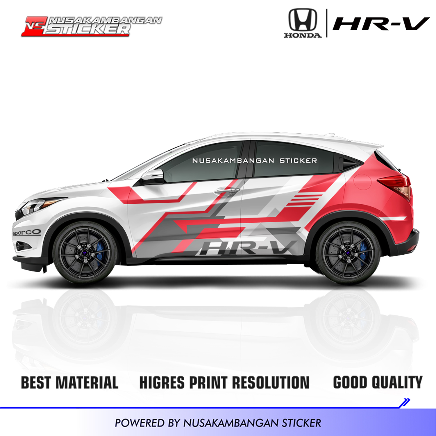 Stiker Mobil Honda HRV Putih Grafis Merah Stiker Modifikasi – Stiker ...
