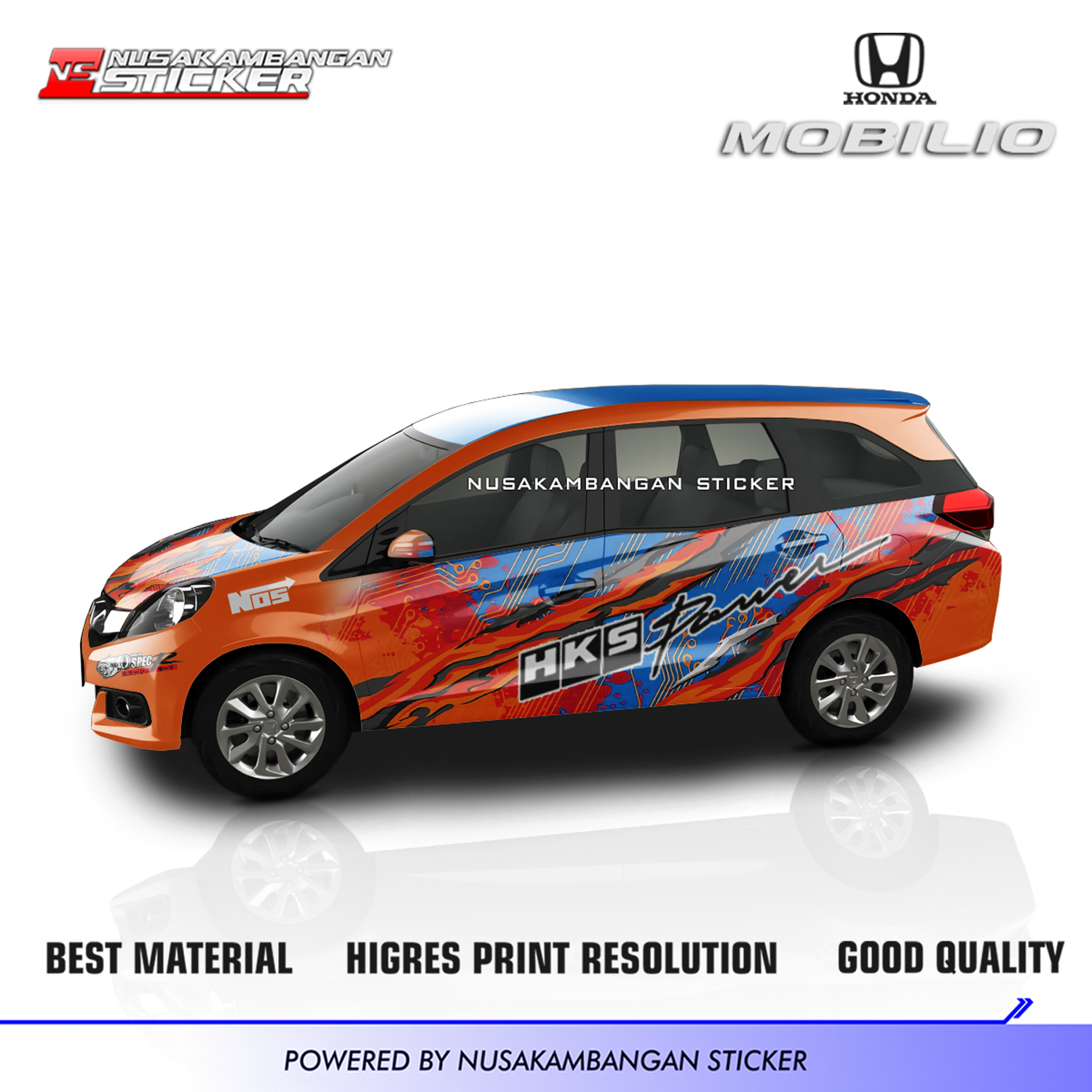 Stiker Mobil Honda Mobilio HKS Power Biru Oren Stiker Full Body ...