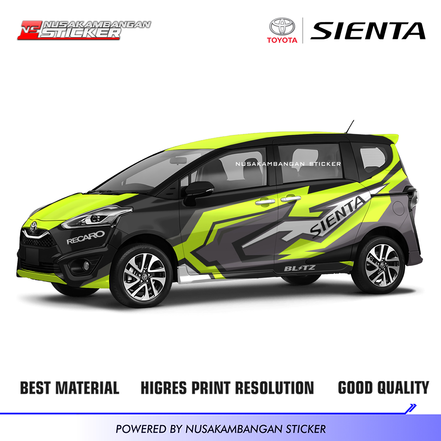 Stiker Mobil Toyota Sienta Racing Graphic Kuning Stabilo Stiker Full ...