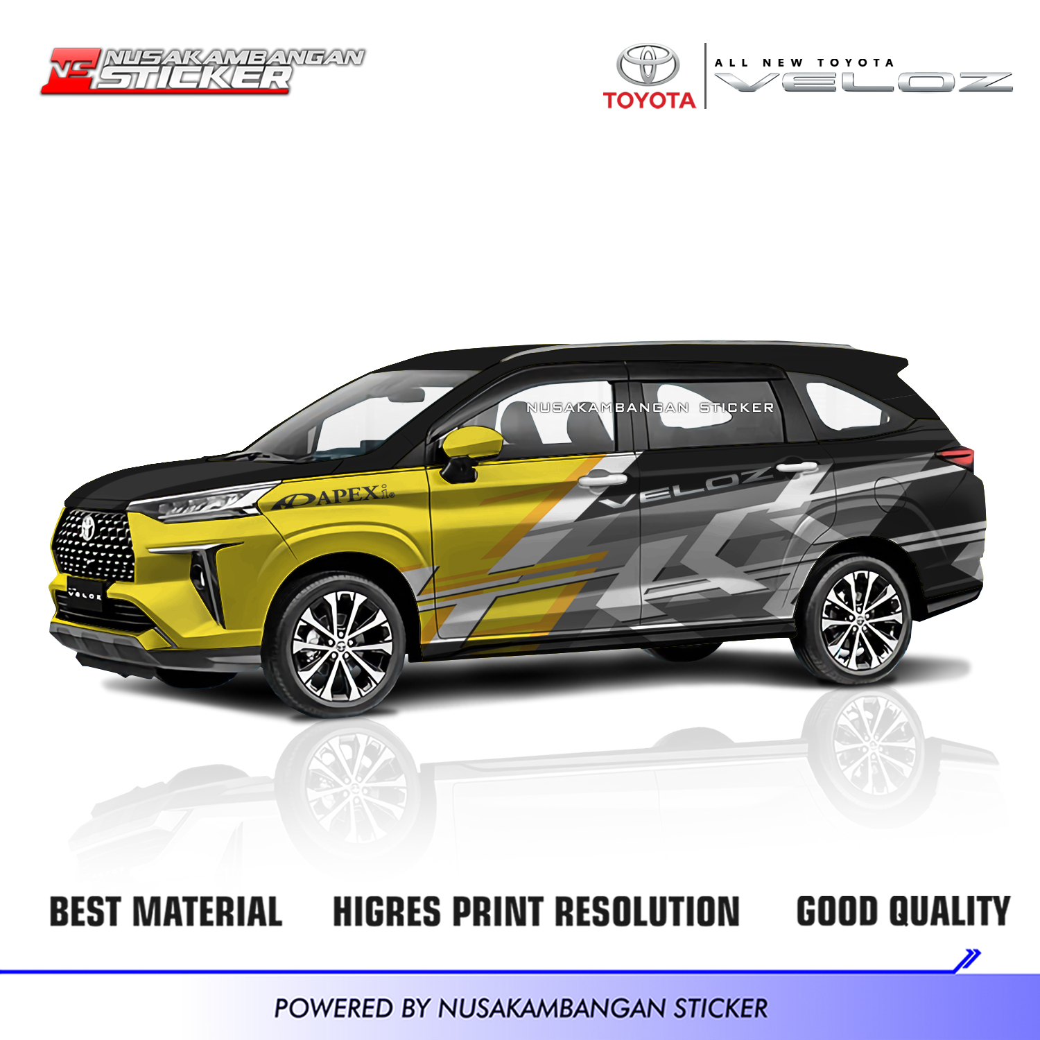 Stiker Mobil Toyota Veloz Kuning Speed Cuting Stiker Modifikasi – Stiker Mobil Bekasi