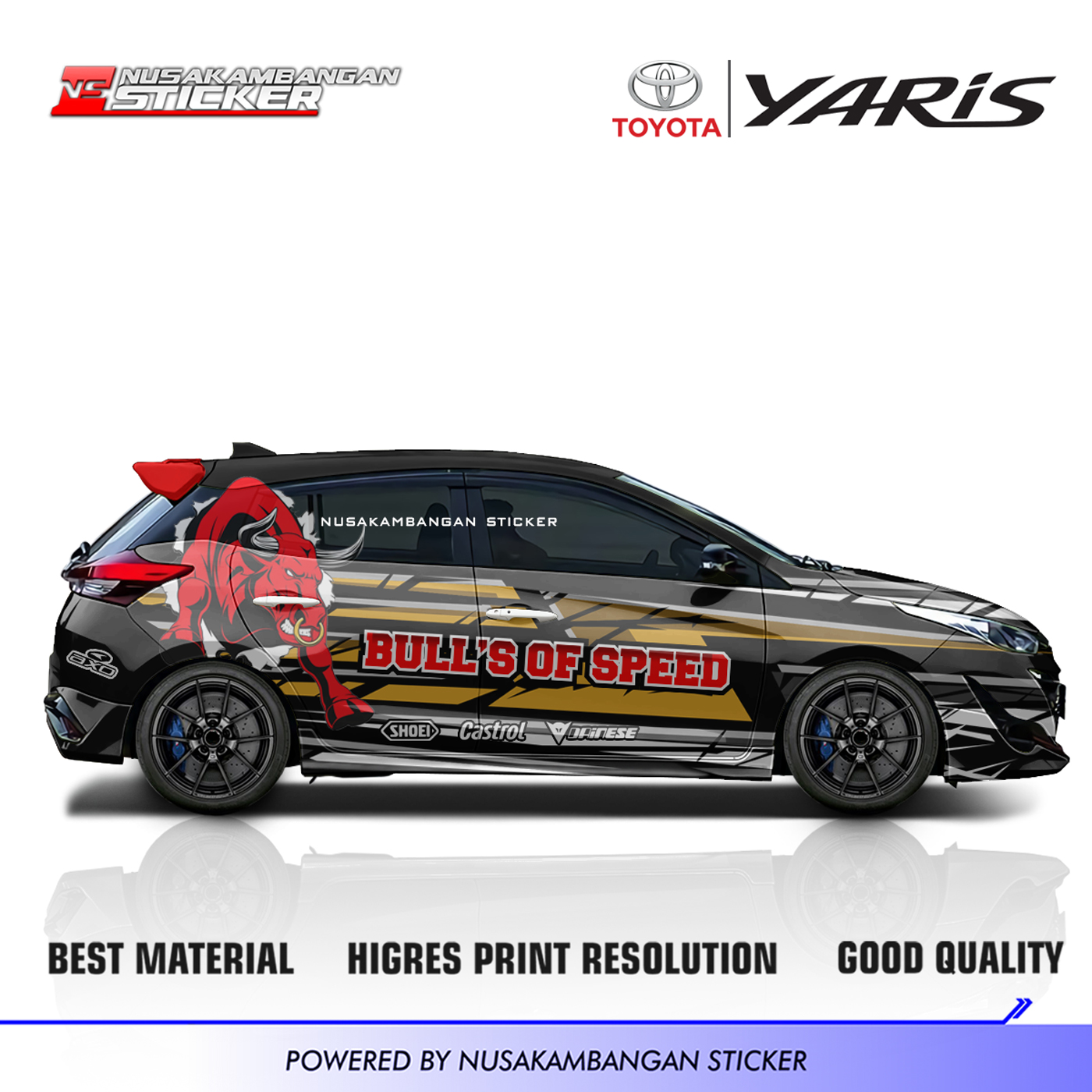 Stiker Mobil Toyota Yaris Banteng Squad Kuning Stiker Full Body ...