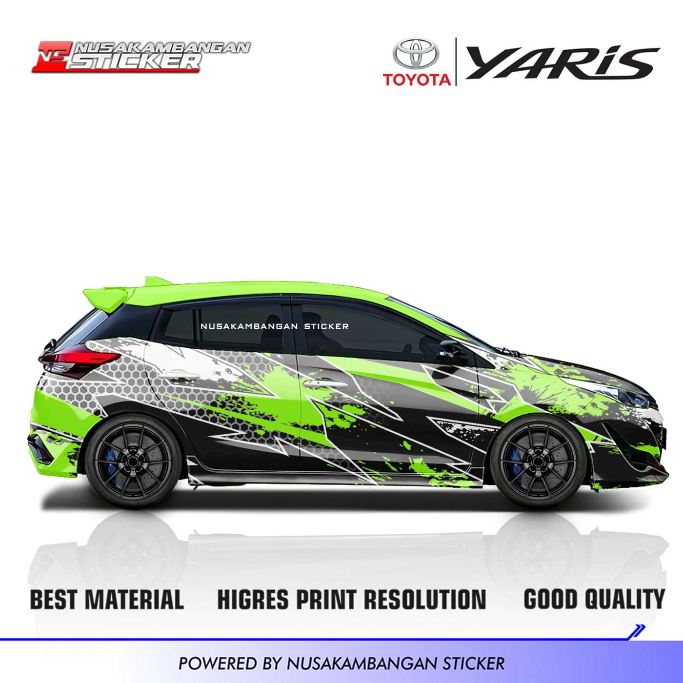 Stiker Mobil Toyota Yaris Racing Hijau Stiker Full Body – Stiker Mobil ...
