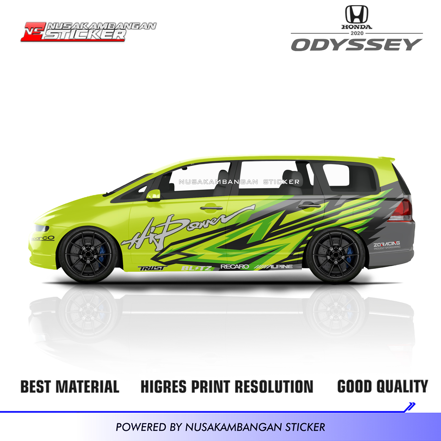 Stiker Mobil Honda Odyssey Blitz Swings Kuning Fluo Sticker Modifikasi ...