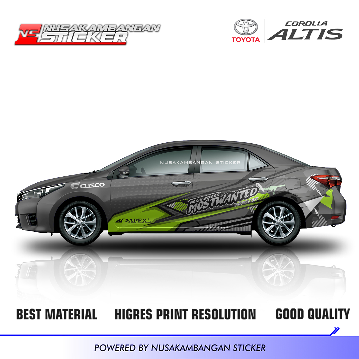 Stiker Mobil Toyota Corola Altis Need For Speed Hijau Sticker ...