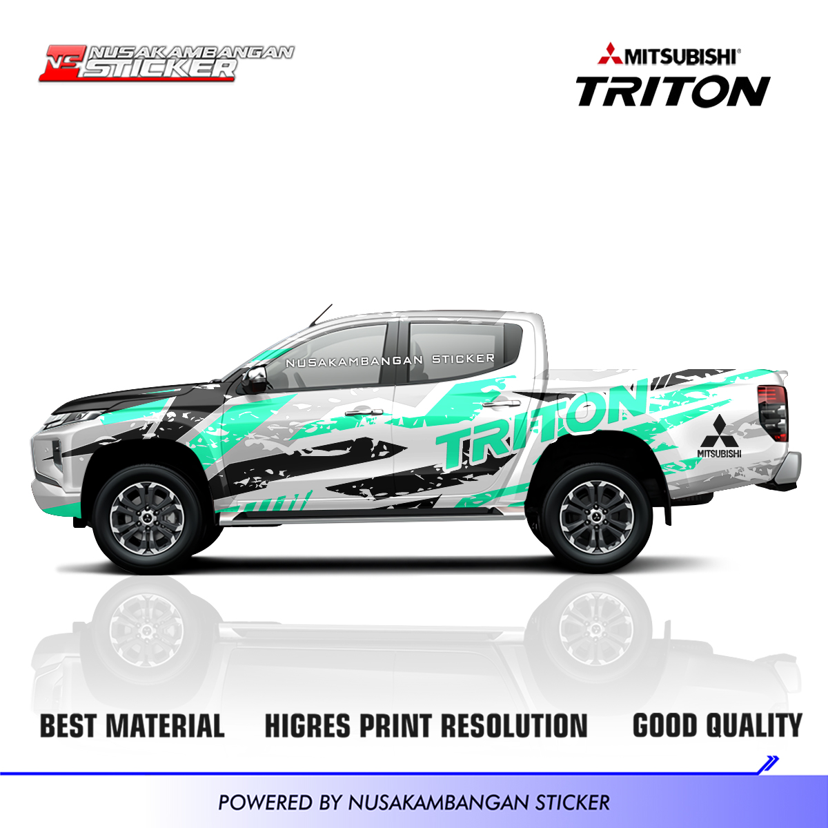 Modifikasi Decal Stiker Cuting Mitshubishi Triton Shine White and Blue ...