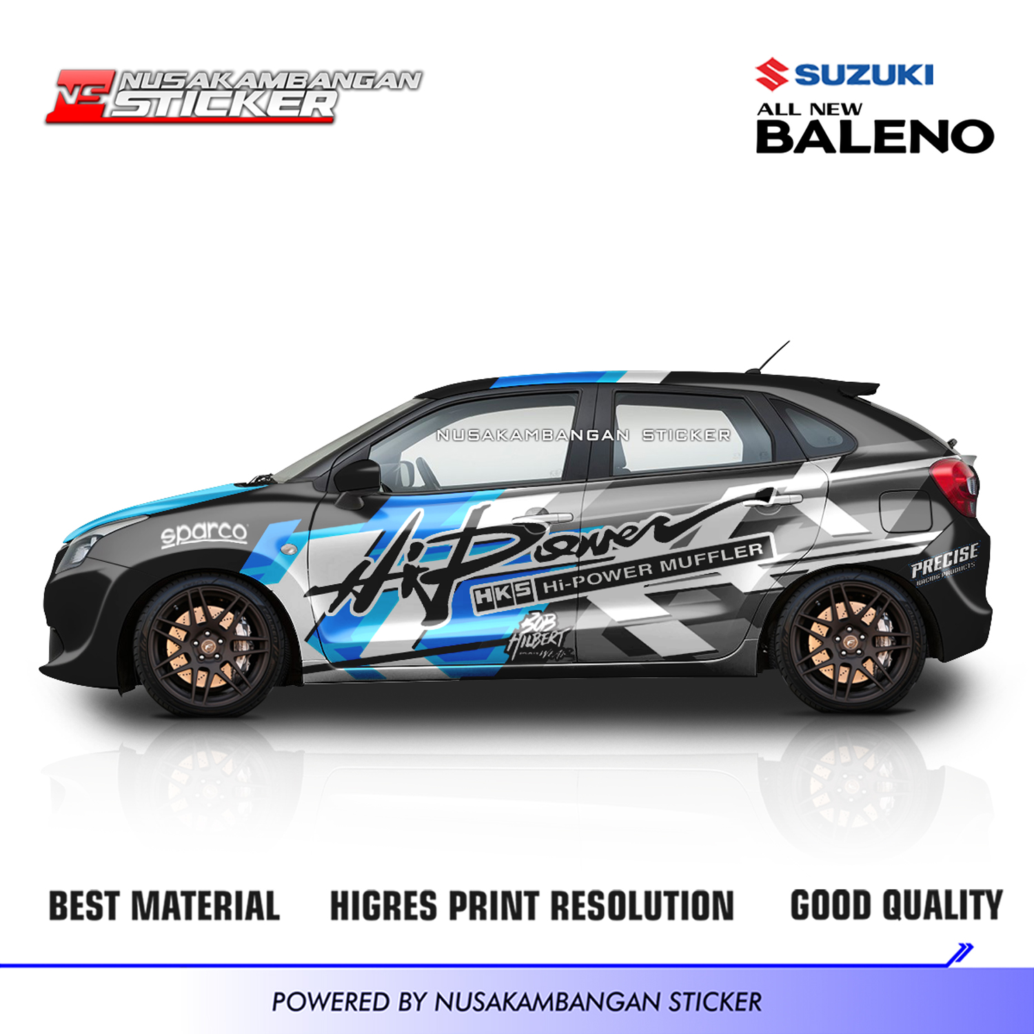 Modifikasi-Decal-Stiker-Suzuki-Baleno-Hi-power-Racing-Biru Full Body ...