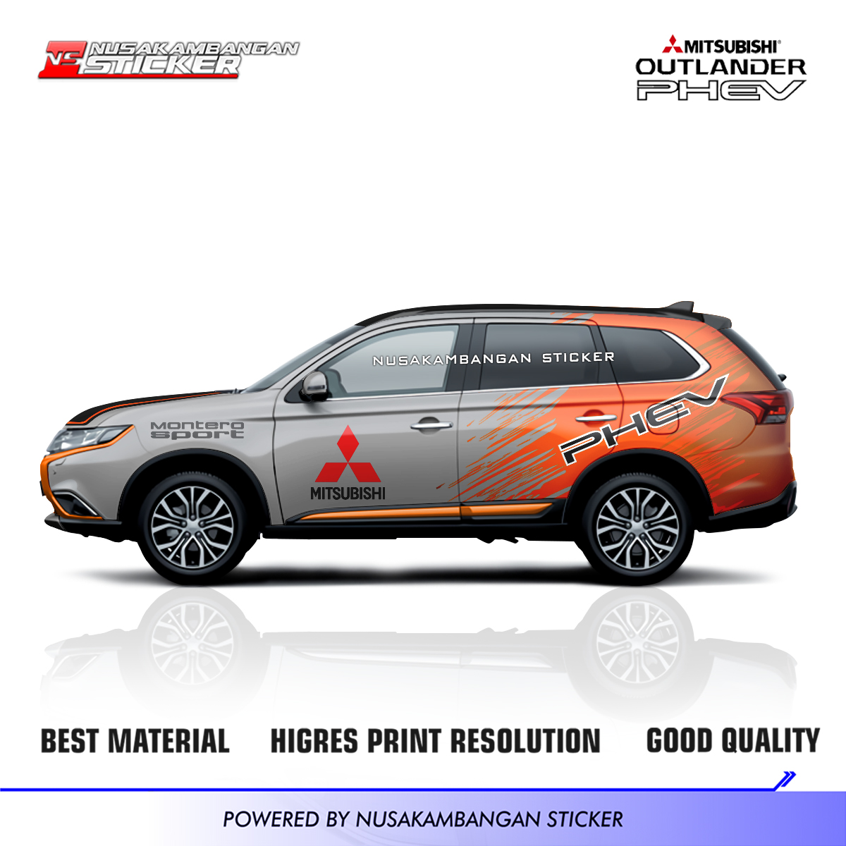 Stiker Mobil Mitsubishi Outlander Phev Montero Sport Oren – Stiker ...