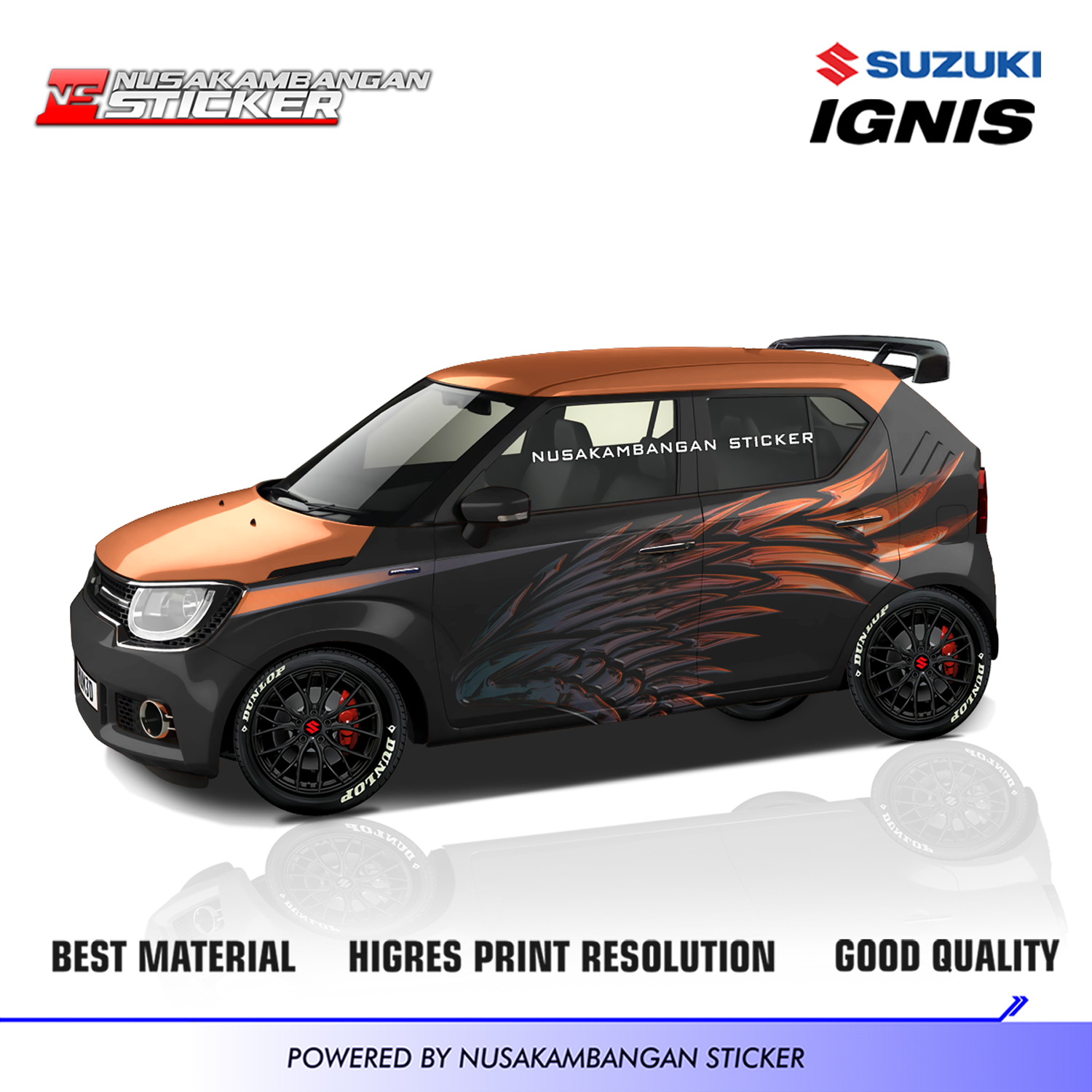 Stiker Mobil Suzuki Ignis Angel Wings Oren Modifikasi Full Body – Stiker Mobil Bekasi