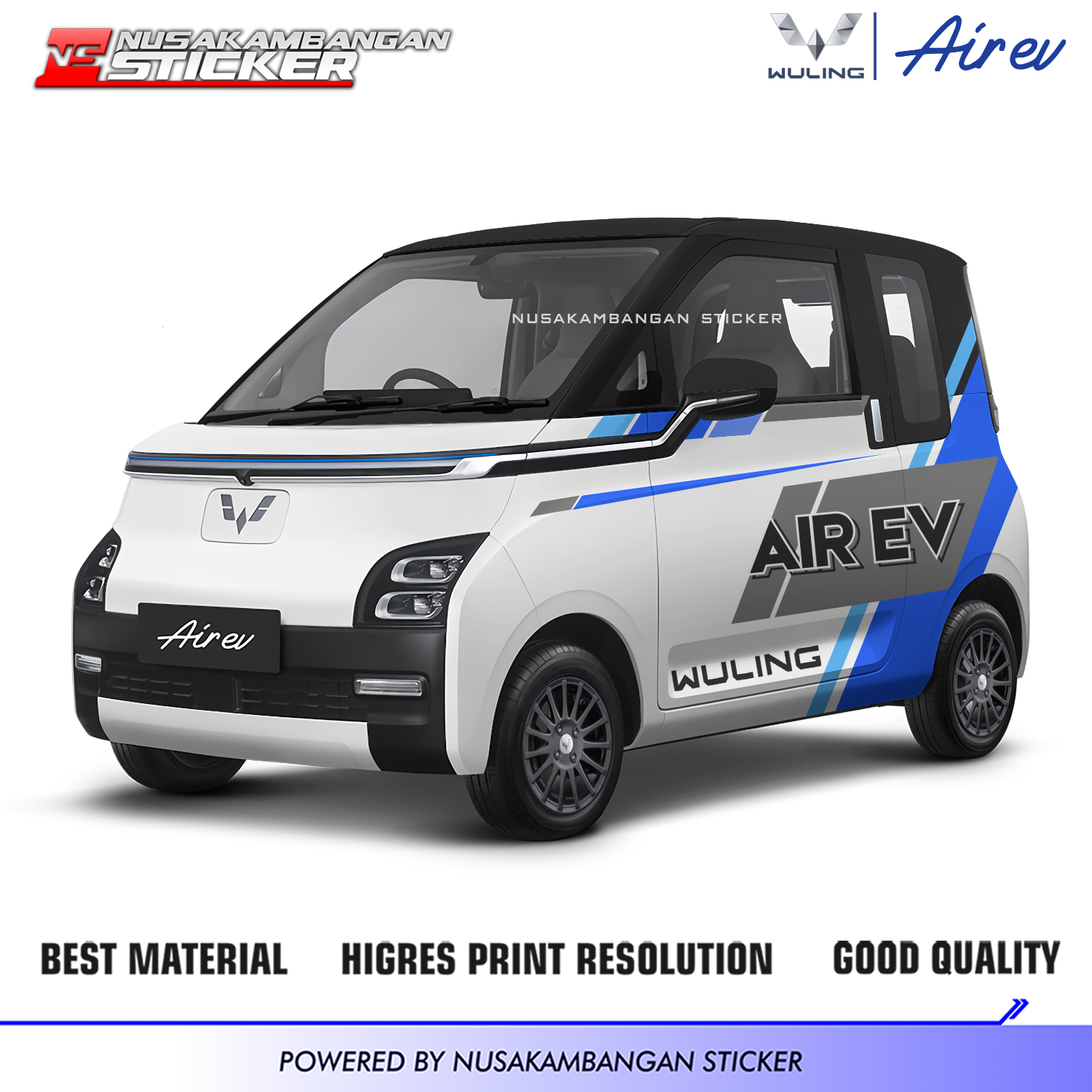 Stiker Mobil Wuling Air EV Grafis Biru – Stiker Mobil Bekasi