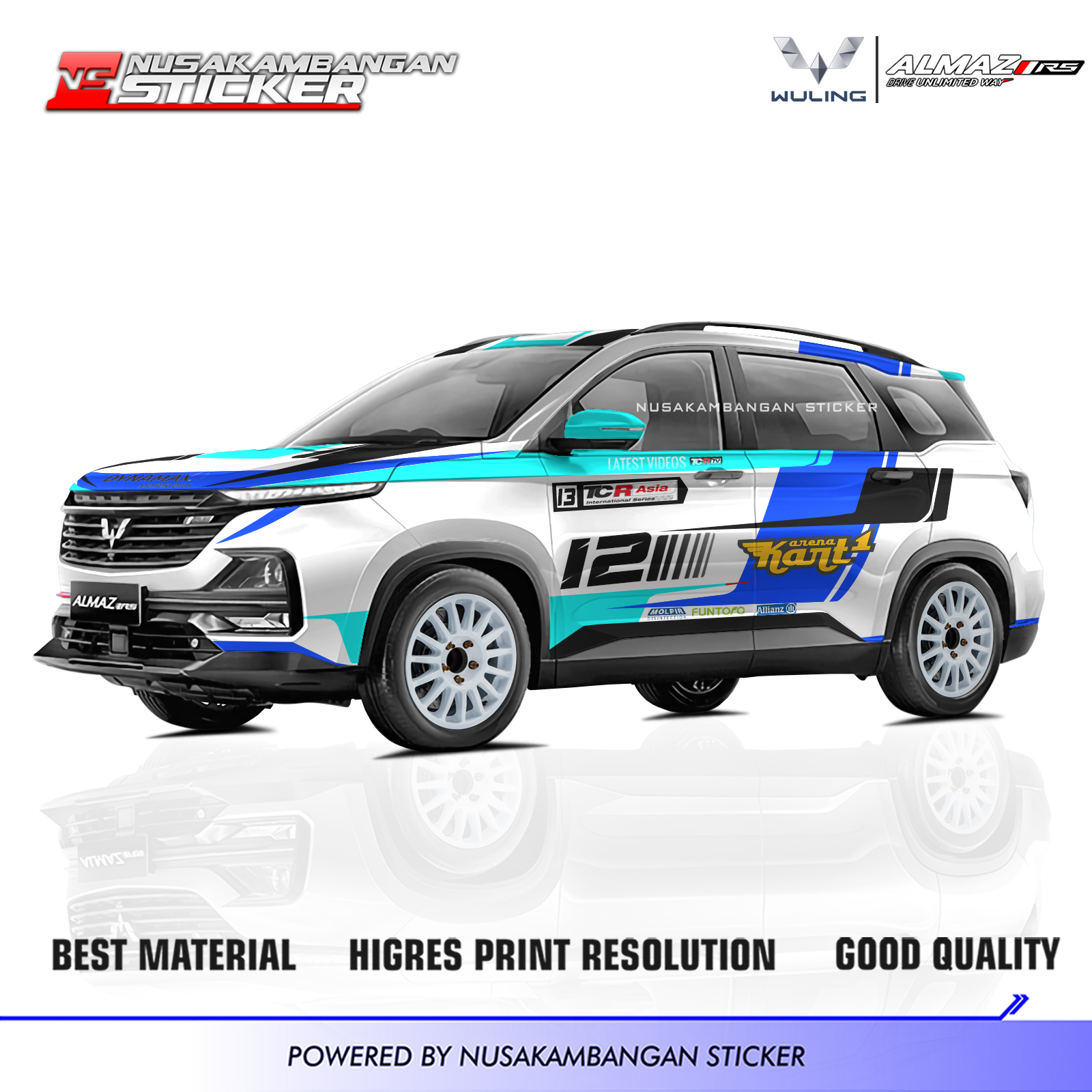 Stiker Mobil Wuling Almaz Rs White Arena Kart Racing 2 Sticker Full Body – Stiker Mobil Bekasi